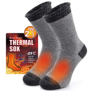 busy socks winter warm thermal socks for men women extra thick insulated heated crew boot socks for extreme cold weather, medium, 1 pair dark grey