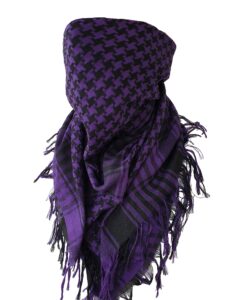 houndstooth keffiyeh shemagh military scarf bandana head wrap tactical gear for men and women neck gaiter (purple)