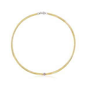 ross-simons italian .15 ct. t.w. cz reversible omega necklace in sterling silver and 18kt gold over sterling. 20 inches