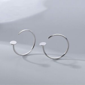 Minimalist Dot Half Hoop Earrings Sterling Silver 925 for Women Fashion Small Huggie Hoops Ear Cuffs Cartilage Tragus Earring Ears Piercing Jewelry Hypoallergenic (Silver)