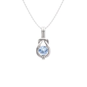 diamondere natural and certified aquamarine infinity knot solitaire necklace in sterling silver | 0.37 carat pendant with chain