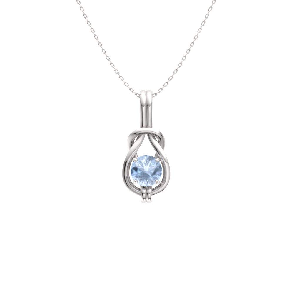 Diamondere Natural and Certified Aquamarine Infinity Knot Solitaire Necklace in Sterling Silver | 0.37 Carat Pendant with Chain