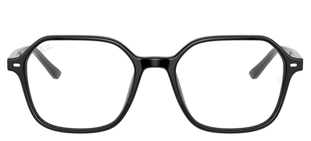 Ray-Ban RX5394 John Square Prescription Eyeglass Frames, Black/Demo Lens, 49 mm