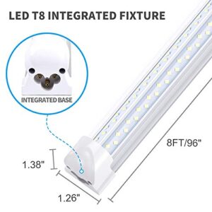 LIGHEART LED Light Fixture,120W 8FT Linkable Shop Light, T8, V-Shaped, Integrate 8 foot Light Tube,14400LM,Clear Lens 6000K, Plug and Play,Fluorescent Lamp Replacements(6-Pack)