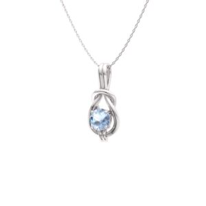 Diamondere Natural and Certified Aquamarine Infinity Knot Solitaire Necklace in Sterling Silver | 0.37 Carat Pendant with Chain