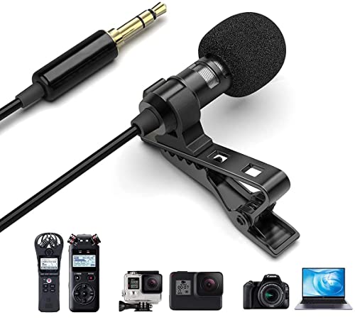 AGD Professional External TRS 3.5 Lavalier Lapel Microphone Clip-on Lav Mini Mic Compatible with Rode Wireless Transmitter Go GoPro MediaMod Zoom Tascam Audio Recorder DSLR Canon Nikon Sony YouTube