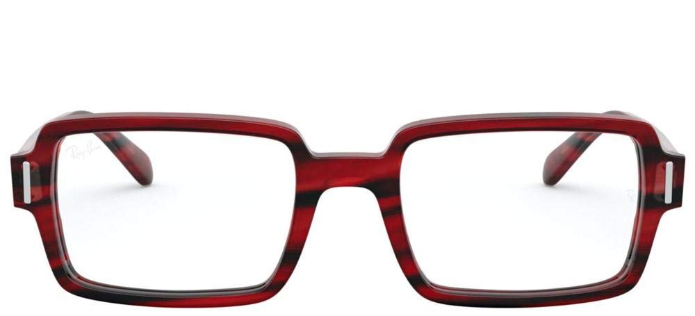 Ray-Ban Rx5473 Benji Rectangular Prescription Eyeglass Frames, Striped Red/Demo Lens, 50 mm