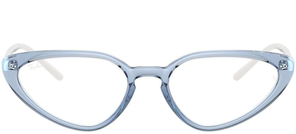 Ray-Ban Rx7188 Rectangular Prescription Eyeglass Frames, Transparent Light Blue/Demo Lens, 54 mm