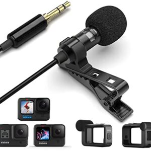 AGD Professional External TRS 3.5 Lavalier Lapel Microphone Clip-on Lav Mini Mic Compatible with Rode Wireless Transmitter Go GoPro MediaMod Zoom Tascam Audio Recorder DSLR Canon Nikon Sony YouTube