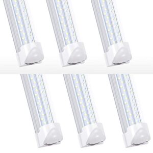 ligheart led light fixture,120w 8ft linkable shop light, t8, v-shaped, integrate 8 foot light tube,14400lm,clear lens 6000k, plug and play,fluorescent lamp replacements(6-pack)