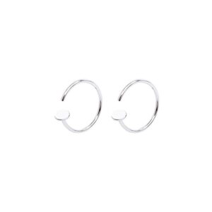 minimalist dot half hoop earrings sterling silver 925 for women fashion small huggie hoops ear cuffs cartilage tragus earring ears piercing jewelry hypoallergenic (silver)