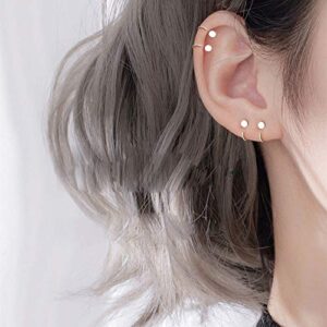 Minimalist Dot Half Hoop Earrings Sterling Silver 925 for Women Fashion Small Huggie Hoops Ear Cuffs Cartilage Tragus Earring Ears Piercing Jewelry Hypoallergenic (Silver)