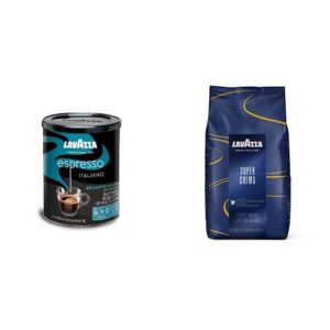 lavazza espresso decaffeinato ground coffee blend (pack of 4) and lavazza super crema whole bean coffee blend