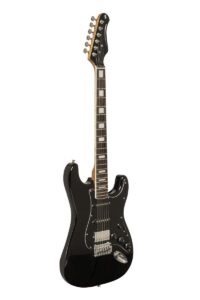 stagg 6 string solid-body electric guitar, right, black, full (ses-60 blk)