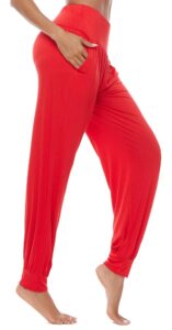 avacostume women's loose yoga harem workout pants with pockets red s