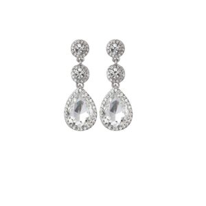 elegant wedding bridal crystal tear drop dangle earrings for women