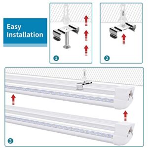 LIGHEART LED Light Fixture,120W 8FT Linkable Shop Light, T8, V-Shaped, Integrate 8 foot Light Tube,14400LM,Clear Lens 6000K, Plug and Play,Fluorescent Lamp Replacements(6-Pack)