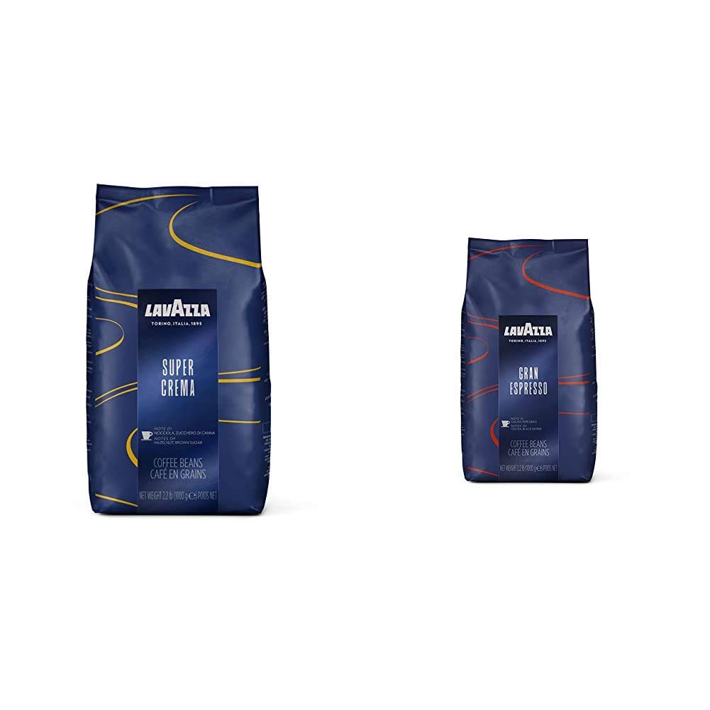 Lavazza Super Crema and Gran Espresso Whole Bean Coffee Blends, 2.2 Pounds Each