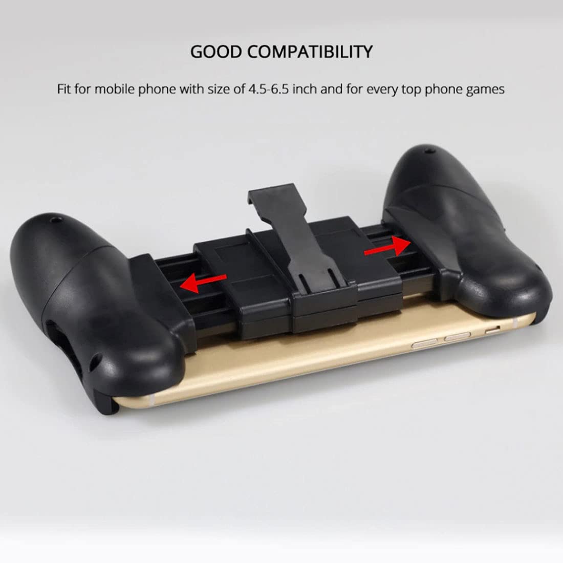 Portable 4.5-6.5 inch Mobile Phone Support Game Controller Joystick Grip Game Holder Handle with Bracket (Black Type 02)