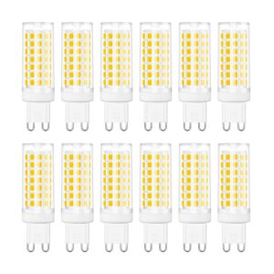 sumvibe g9 led bulb, 6w g9 led bulb dimmable, g9 halogen bulb 60 watt equivalent, daylight white 6000k g9 bulb 550 lumen,12-pack