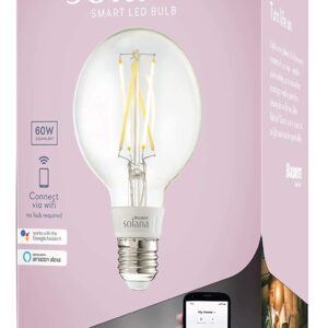 Bulbrite Solana 2-Pack G25 WiFi Connected Edison Filament LED Smart Light Bulb, Clear