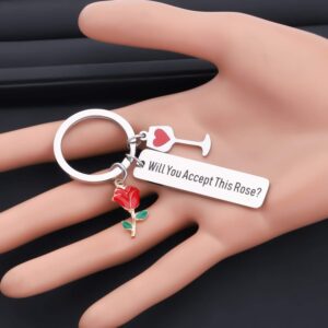 BLEOUK The Bachelor Show Inspired Gift Will You Accept This Rose Keychain for The Bachelor Fans … (Will You Accept This Rose?)