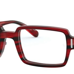 Ray-Ban Rx5473 Benji Rectangular Prescription Eyeglass Frames, Striped Red/Demo Lens, 50 mm