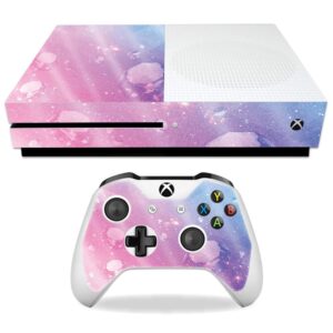 mightyskins glossy glitter skin for microsoft xbox one s - pink diamond | protective, durable high-gloss glitter finish | easy to apply, remove, and change styles | made in the usa, gl-mixbones-pink diamonds