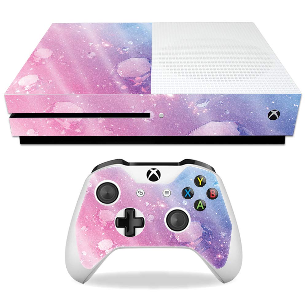 MightySkins Glossy Glitter Skin for Microsoft Xbox One S - Pink Diamond | Protective, Durable High-Gloss Glitter Finish | Easy to Apply, Remove, and Change Styles | Made in The USA, GL-MIXBONES-Pink Diamonds