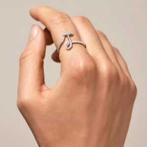 SILVERCUTE Initial J Ring Stacking Alphabet Monogram Jewelry 925 Sterling Silver Letter Ring for Women