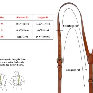 EURYNOME Leather Suspenders For Men, Brown Genuine Leather Suspenders Groomsmen Gifts (01#, L)