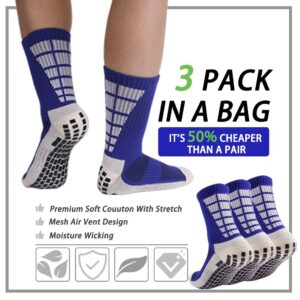 AOIREMON 3 Pairs Non Slip Hospital Socks, Anti Slip Non Skid Slipper Hospital Socks with grips for Adults Men Women Elderly