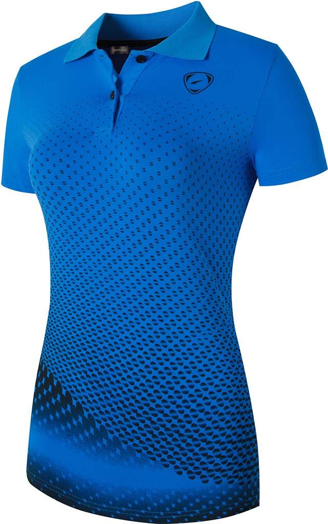 Sportides Women's Sport Polo Tee Shirt Tshirt T-Shirt Short Sleeve Poloshirt Golf Tennis Badminton Bowling SWT251_Blue_XXL