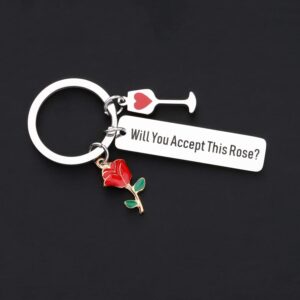 BLEOUK The Bachelor Show Inspired Gift Will You Accept This Rose Keychain for The Bachelor Fans … (Will You Accept This Rose?)