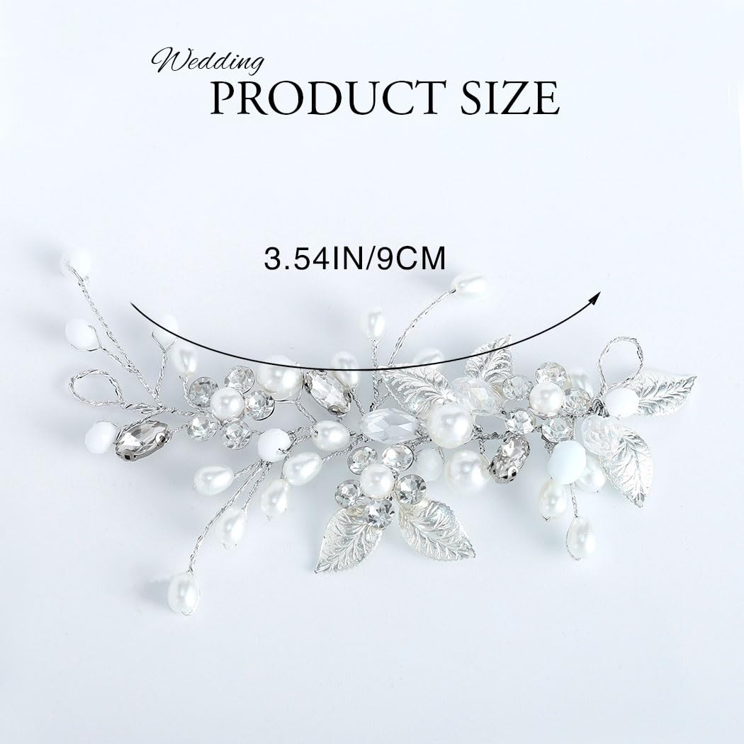 Gorais Bride Wedding Hair Vine Pearl Bridal Headpieces Leaf Hair Accessories for Women and Girls