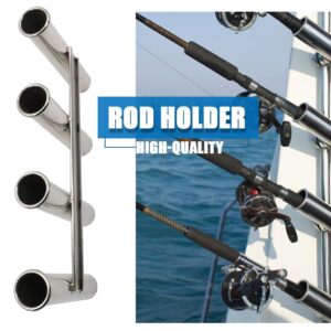 Stainless Steel Boat Fishing Rod Holder 4 Tubes Linkded Fishing Rod Rack Wall-Mounted Fishing Pod Racks for Marine Yacht Kayak Camper RV