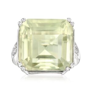 ross-simons 16.00 carat prasiolite and .19 ct. t.w. diamond ring in sterling silver. size 7