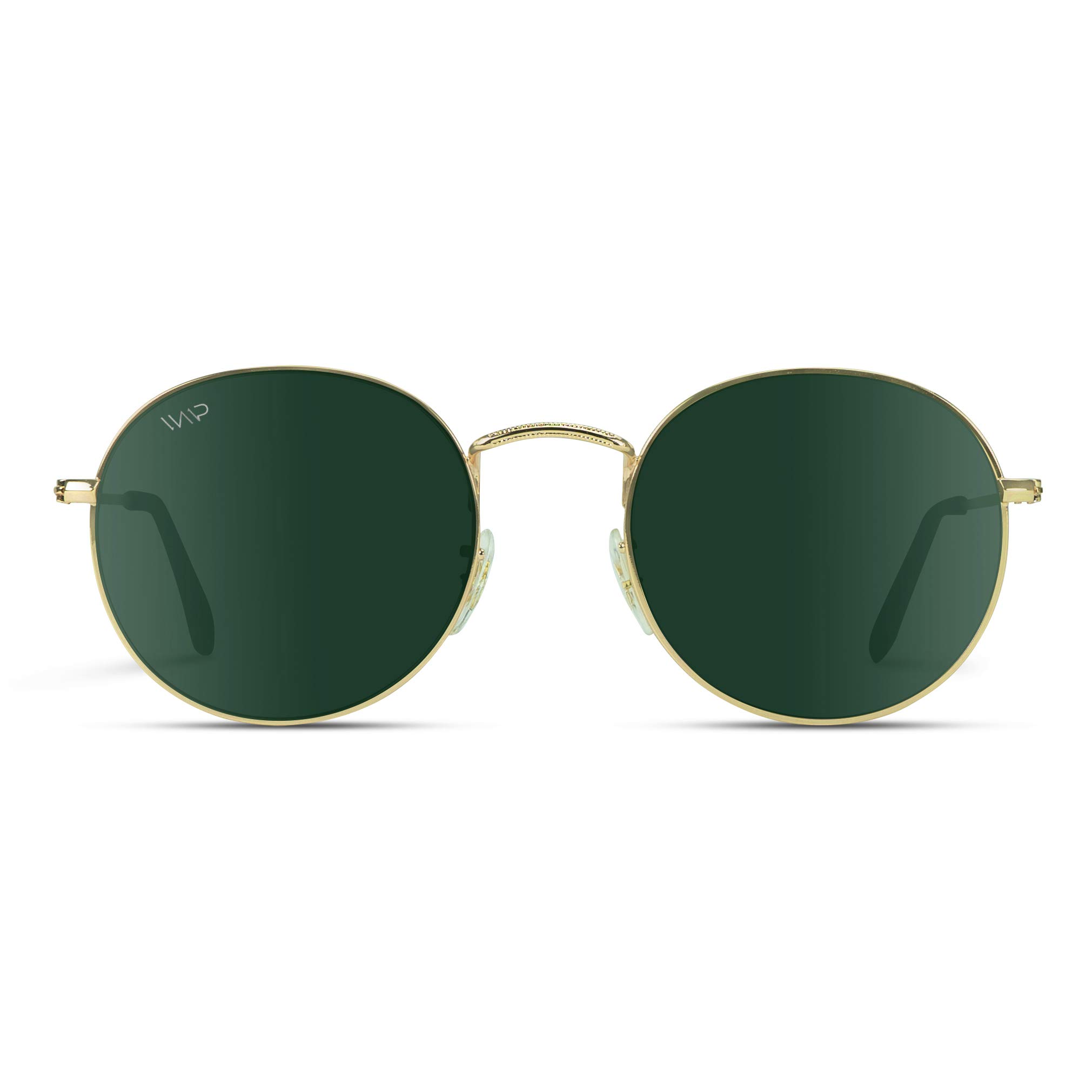 WearMe Pro - Reflective Lens Round Trendy Sunglasses (Gold Frame/Smoke Green Lens, 51)