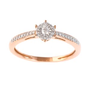 dzon sterling silver with rose gold plating 1/8 ct tdw diamond promise ring for women(i-j, i2)