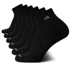 calvin klein men's socks - cushioned above ankle athletic mini-crew socks (6 pack), size 7-12, solid black