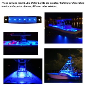 PSEQT LED Boat Interior Lights Marine Courtesy Light Strip Deck Transom Cockpit Navigation Lighting Waterproof for Fishing Pontoon Kayak Yacht Sailboat (Blue 10Pcs)