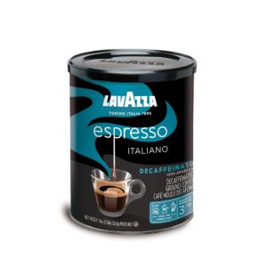 Lavazza Espresso Decaffeinato Ground Coffee Blend (Pack of 4) and Lavazza Super Crema Whole Bean Coffee Blend