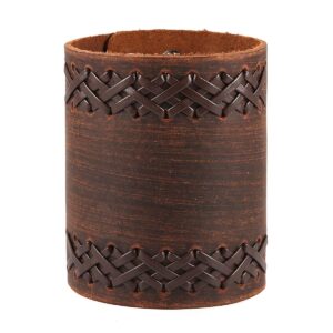 hzman leather bracelet for men punk brown wide genuine leather wrap cuff bangle bracelet adjustable wristband