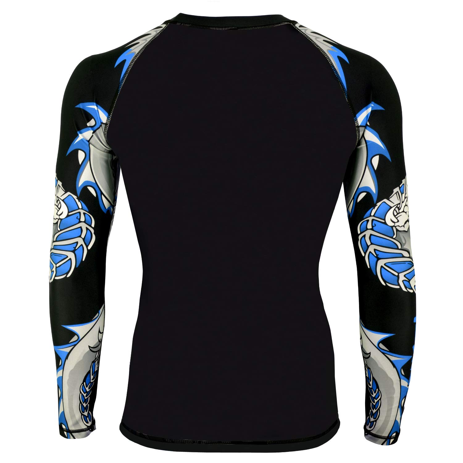 ROAR MMA Rash Guard & BJJ Shorts Set Mens Women Fight Wear Muay Thai Grappling Training (Darken Blue Sleeve 2Pcs Set, Large)