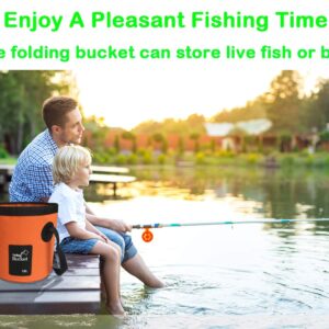 Sunglow Collapsible Bucket, 5 Gallons Multifunctional Portable Collapsible Fishing Bucket -Wash Basin Folding Bucket -Water Container for Fishing-Camping-Gardening (20L/5gallon(Orange))