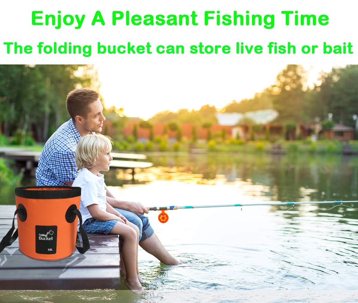 Sunglow Collapsible Bucket, 5 Gallons Multifunctional Portable Collapsible Fishing Bucket -Wash Basin Folding Bucket -Water Container for Fishing-Camping-Gardening (20L/5gallon(Orange))