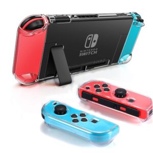 dockable clear case for nintendo switch, fanpl protective case cover for nintendo switch and joy con controller- crystal clear