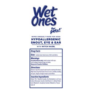 Wet Ones for Pets Extra Gentle Hypoallergenic Dog Wipes with Witch Hazel for Snout, Eye, Ear | Fragrance-Free for All Dogs with Wet Lock Seal | 30 Ct Pouch