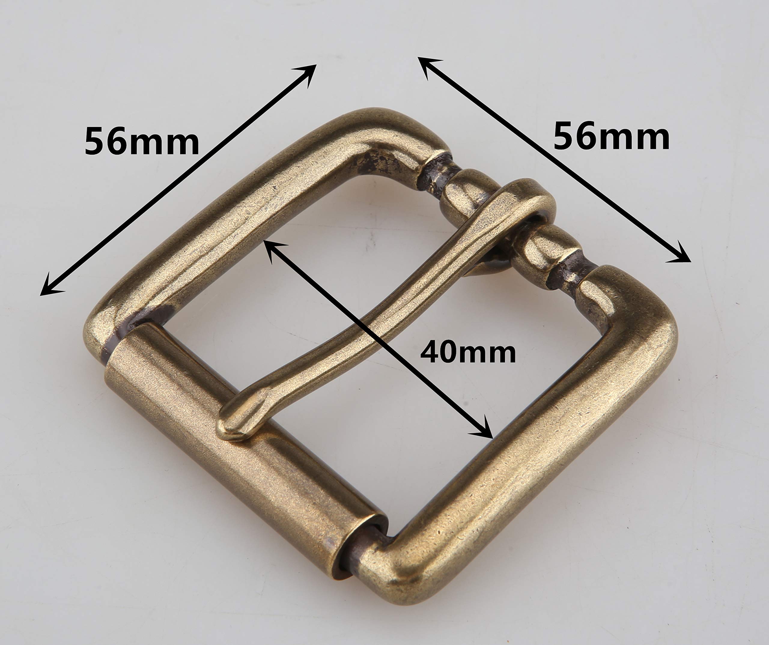 SENWA Vintage Brass Roller Square Buckle-1.6"(40mm) for 1.5"(38mm) Belt