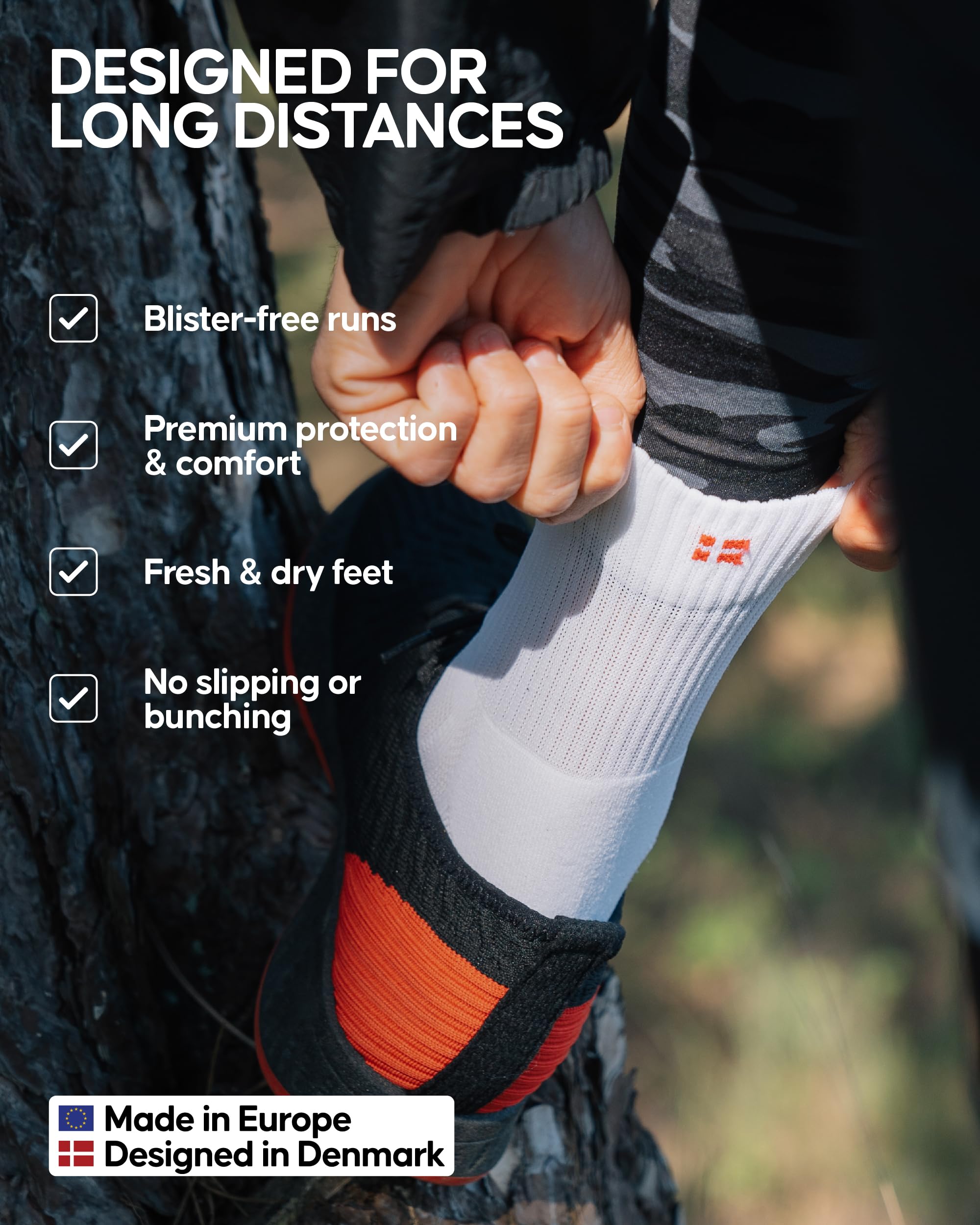 DANISH ENDURANCE 3 Pack Running Socks for Long Distances, Quarter, Men & Women, Light Blue/Orange, US Women 11-13 // US Men 9.5-12.5